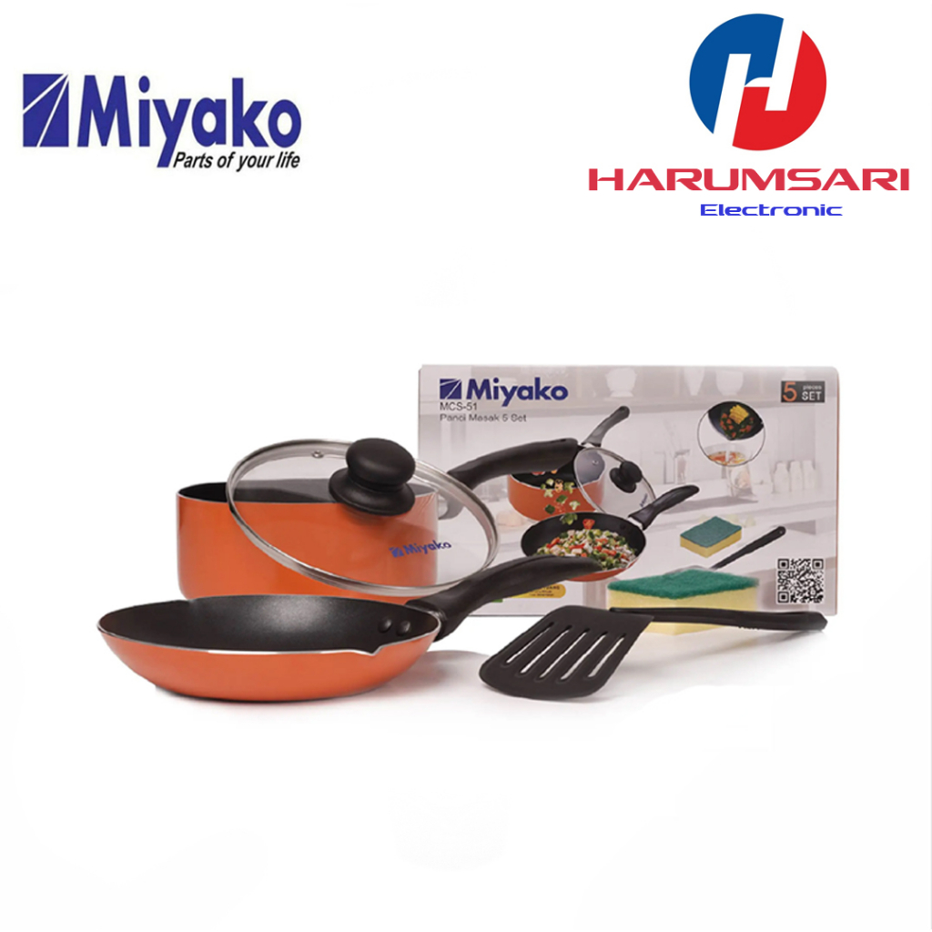 Jual MIYAKO Cookware Set Peralatan Masak Memasak Panci Teflon Penggorengan Anti Lengket MCS-51 ...