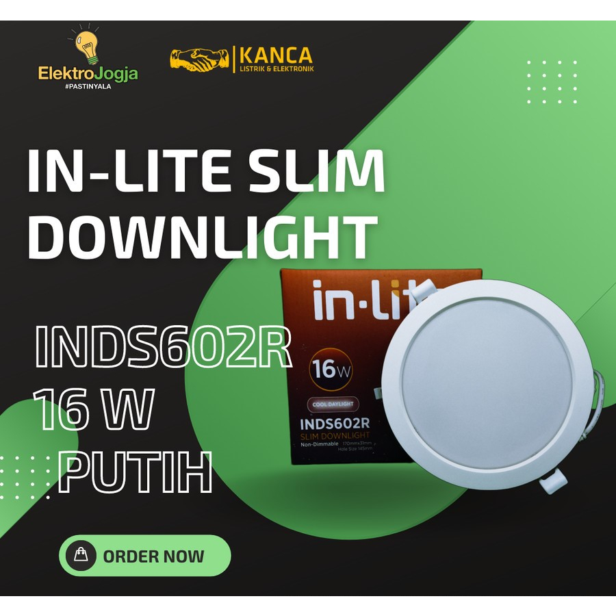 Jual LAMPU LED PLAFON INLITE SLIM DOWNLIGHT 16 WATT INDS602R PUTIH ...