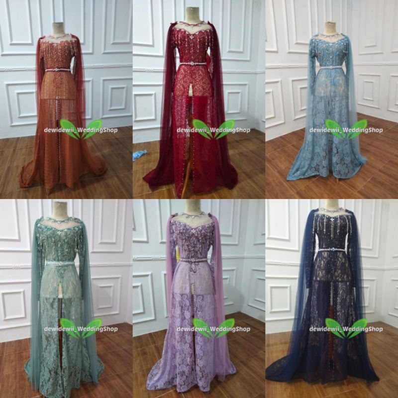 Jual Kebaya Pengantin Cantik / Broklat Ekor Panjang + Slayer - Warna ...
