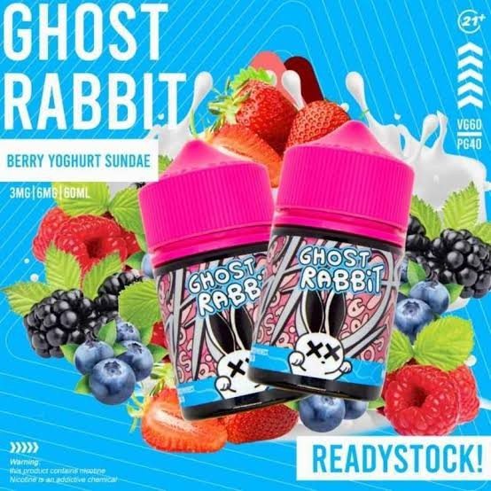 Jual GHOST RABBIT 60ML 3MG 6MG 9MG FREEBASE SERIES LIQUID BERRY YOGURT ...