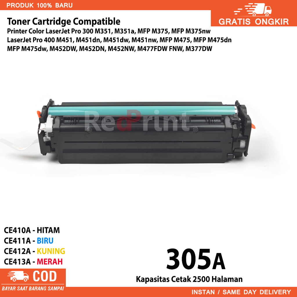 Jual Toner Cartridge 305A Compatible printer HP Color LaserJet Pro 300 M351, M351a, M375, MFP ...