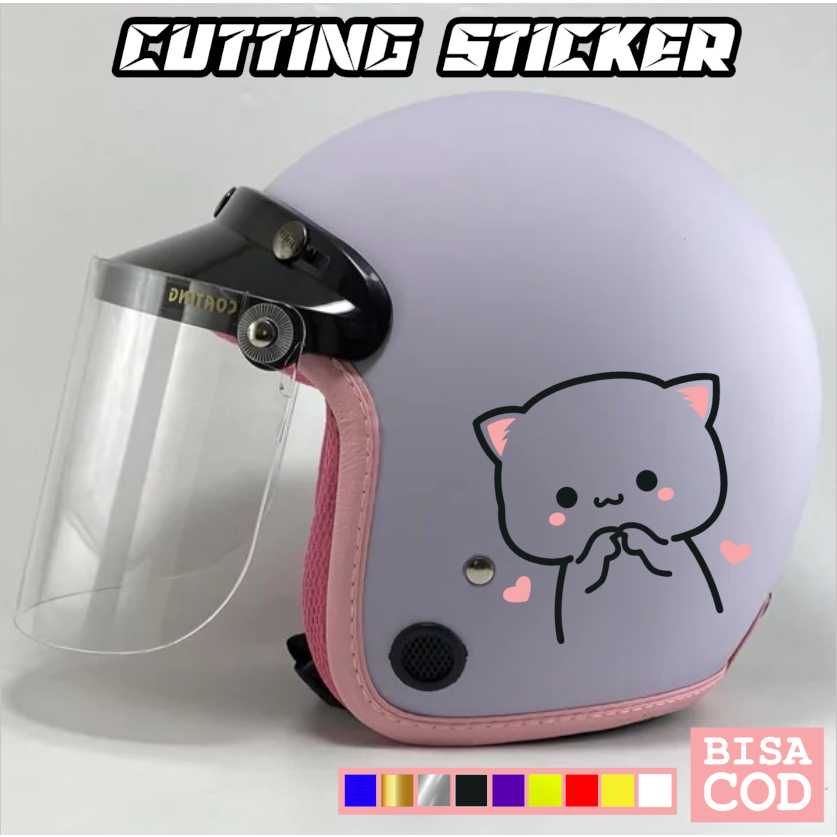 Jual sticker helm kucing MOCHi lucu imutt/ sticker emot lucu | Shopee ...