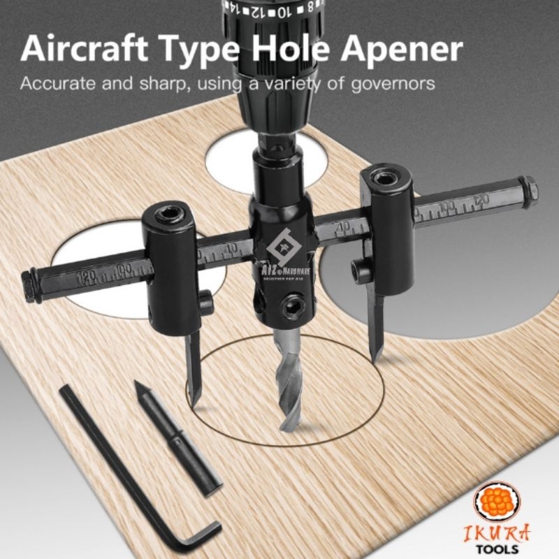 Jual IKURA Mata Bor kayu hole saw jangka Adjustable circle hole cutter ...