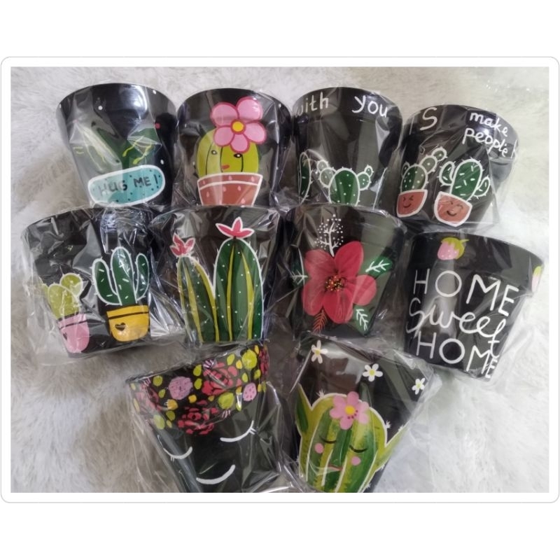 Jual POT LUKIS UK 10 CM X 10CM /POT CUSTOM /POT GERABAH / POT TANAH ...