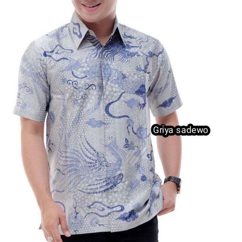 Jual Kemeja Baju Batik Pria Dewasa Lengan Pendek Tulis Kombinasi Motif ...