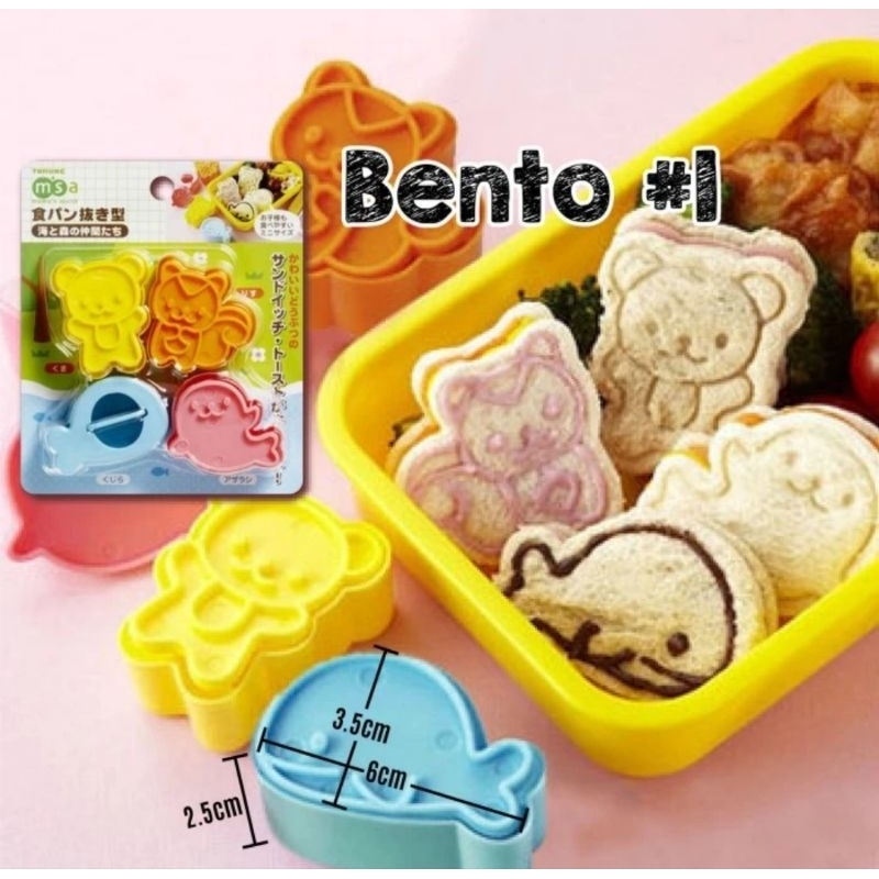 Jual cetakan bento cetakan roti karakter isi 4 karakter(kemasan plastik ...