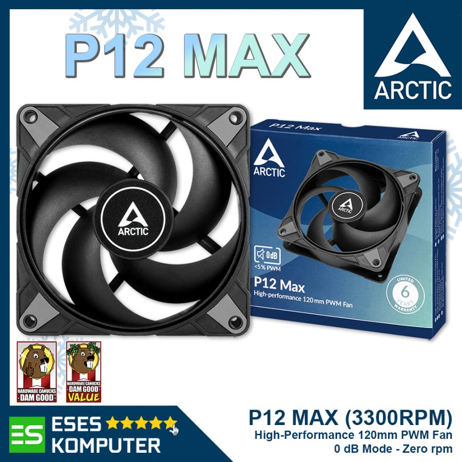 Jual Fan ARCTIC P12 Max Black High-Performance 120mm PWM Fan 3300 RPM | Shopee Indonesia