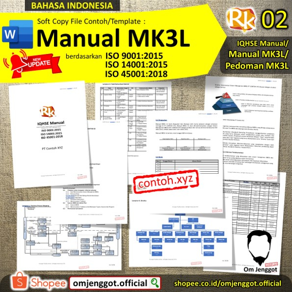 Jual [#02] Contoh/Template: Pedoman MK3L/ Manual MK3L (Mutu, K3 & Lingkungan)/ IQHSE Manual ...
