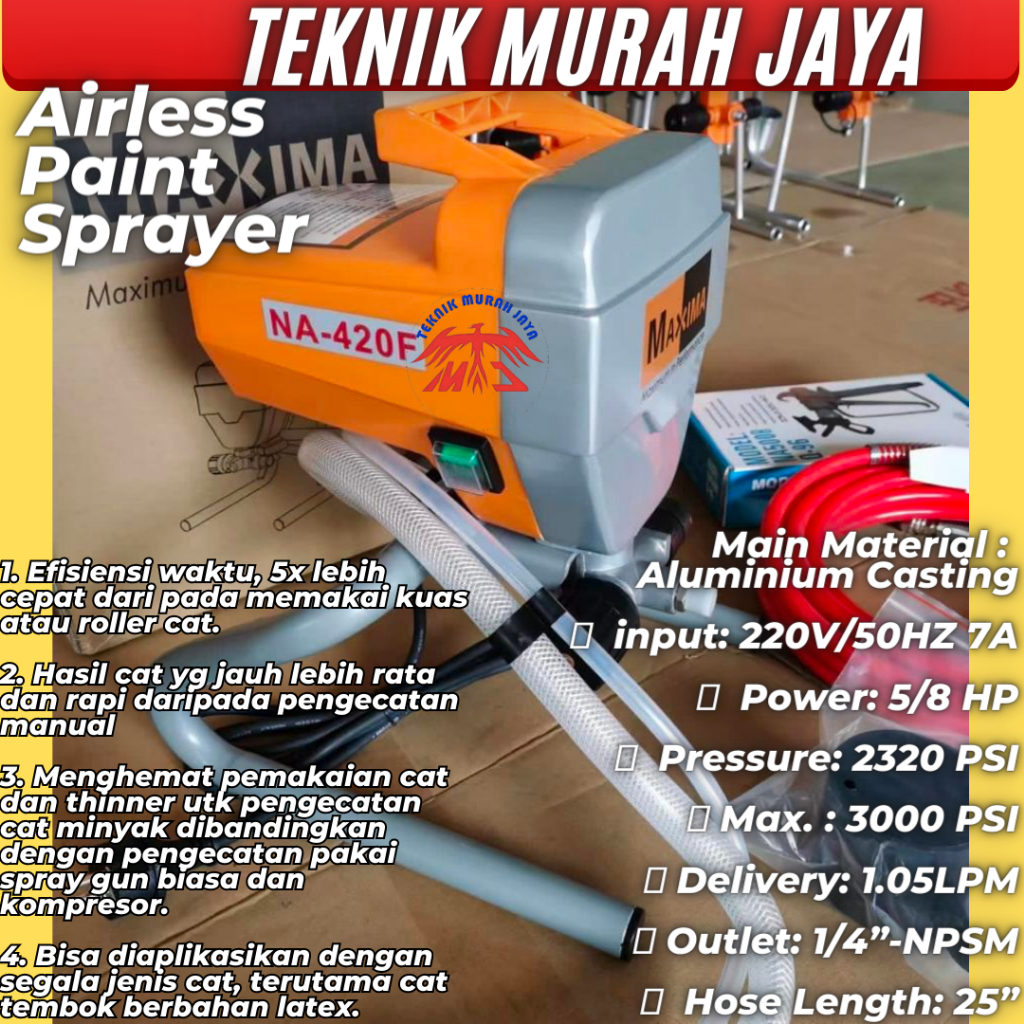 Jual MAXIMA NA-420F Airless Paint Sprayer Mesin Cat Tembok Semprot Air ...