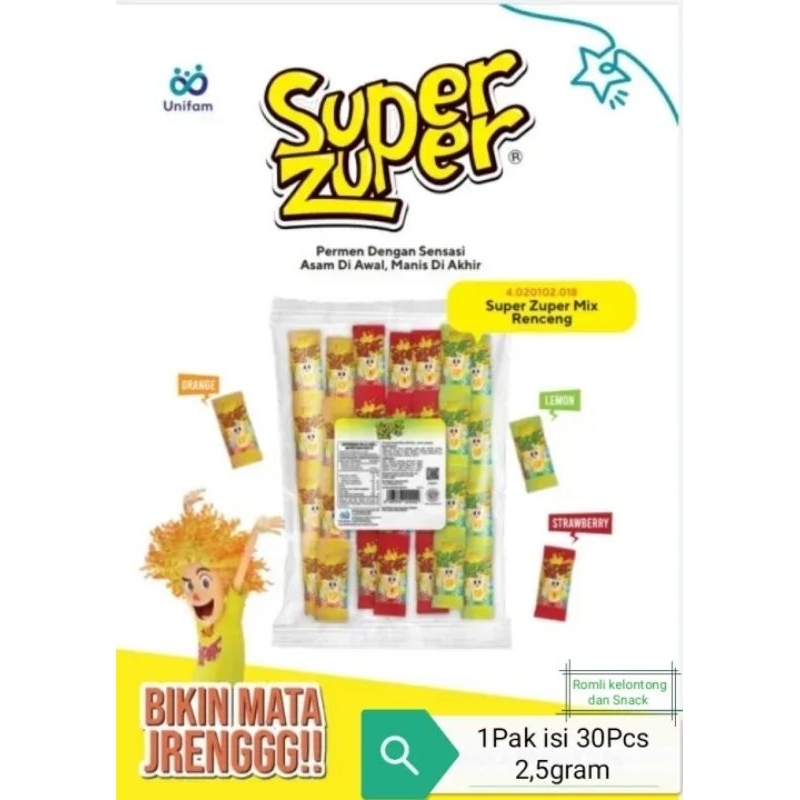 Jual Permen Super Zuper Candy Mix Renceng 1Pak isi 30Pcs | Shopee Indonesia