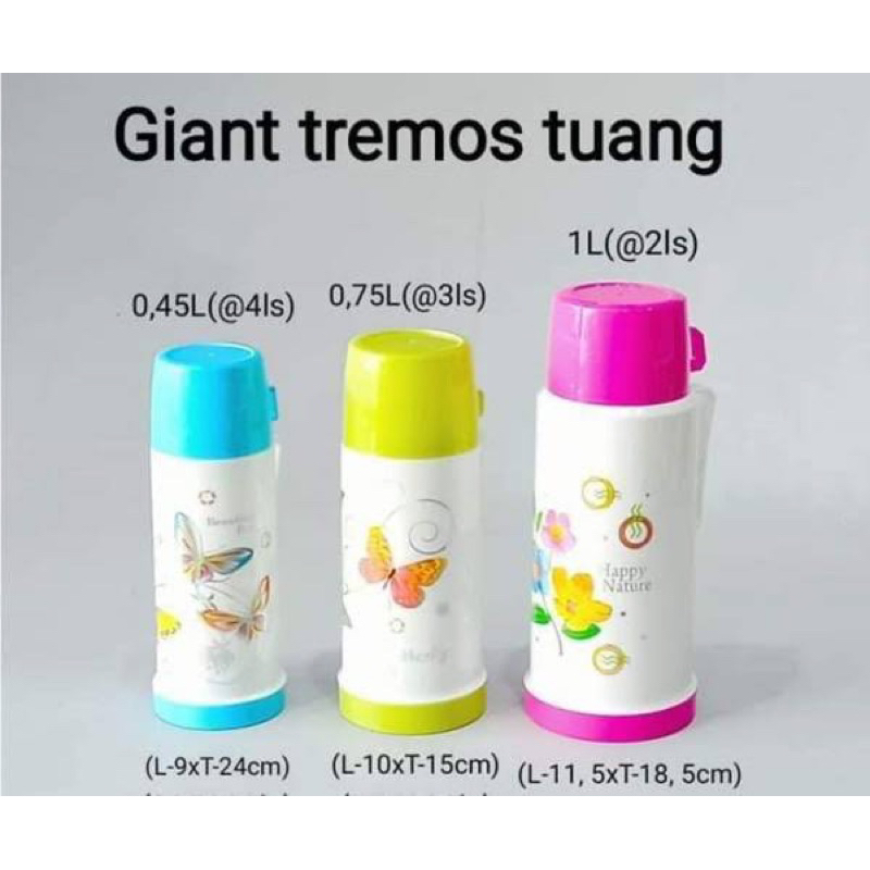 Jual TERMOS KACA GIANT TERMOS AIR MINI TERMOS KECIL 0.45 0,75 1L 1LITER ...