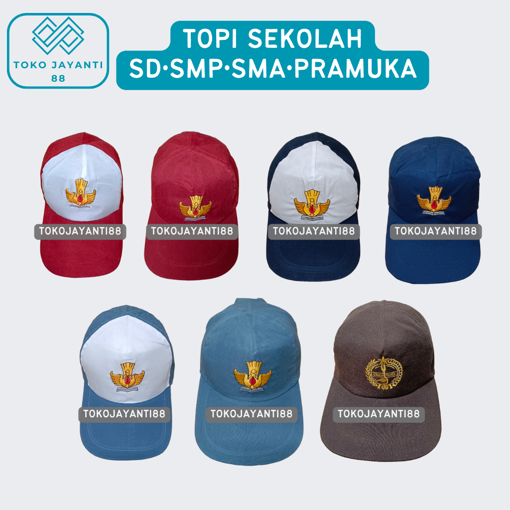 Jual Topi Sekolah SD SMP SMA PRAMUKA Bordir Logo Strep Karet | Shopee ...
