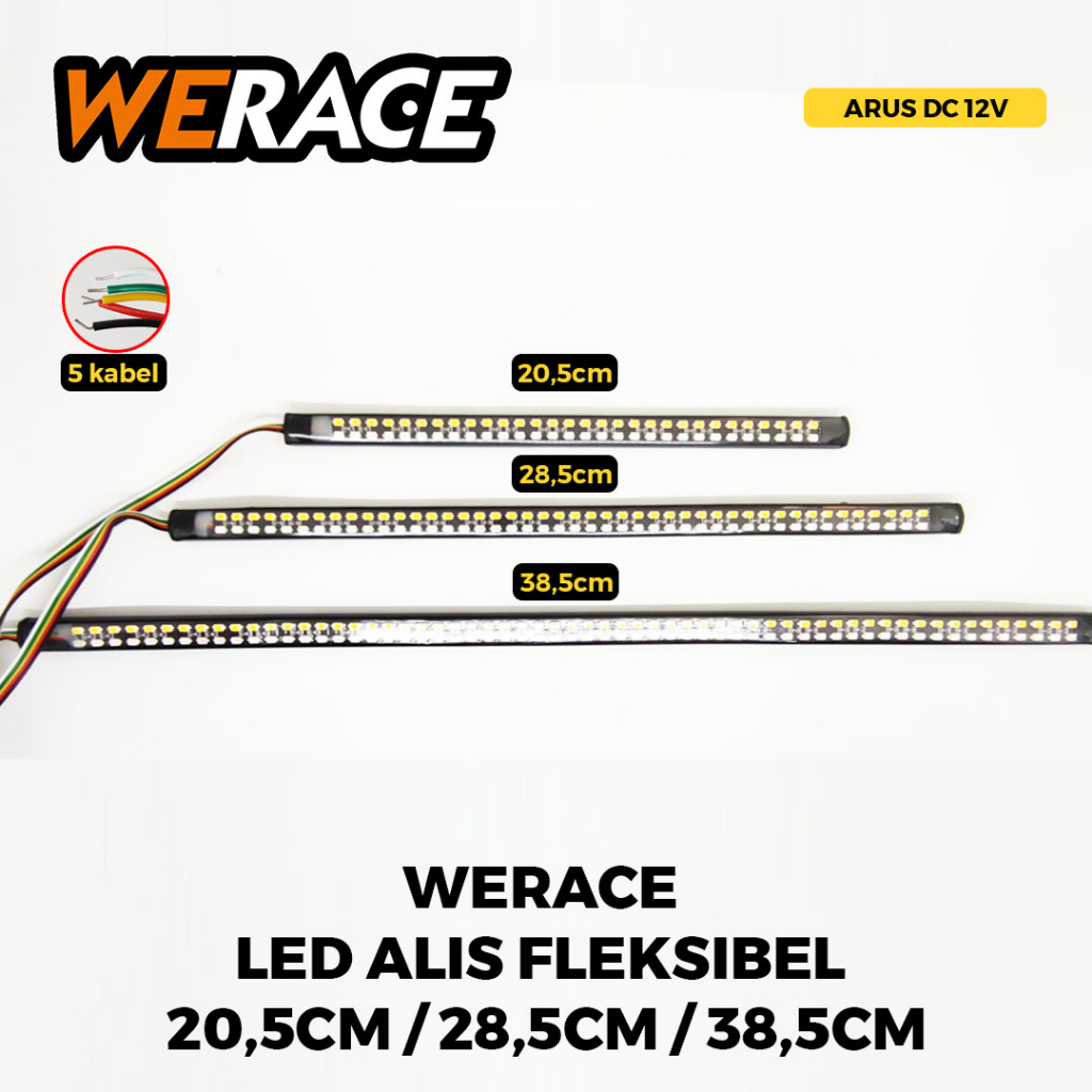 Jual WERACE LED Fleksibel Rem+Riting Cocok Buat Motor / Mobil 5 Kabel ...