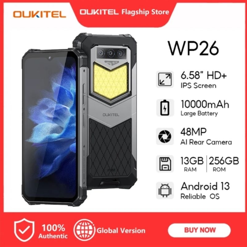 Jual Oukitel WP26 NFC Hp Outdoor Anti Air 10000mAh Night Vision 48MP | Shopee Indonesia