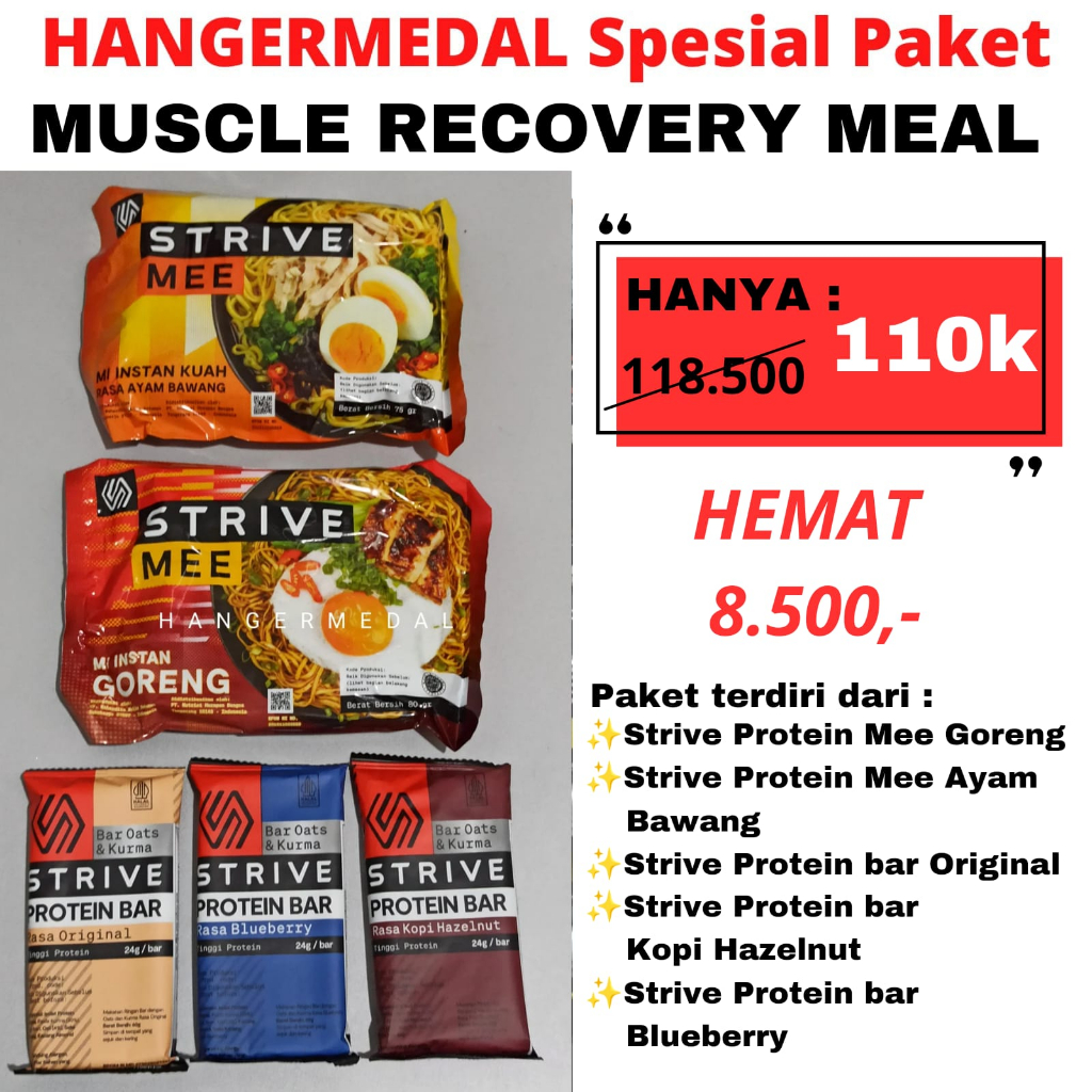 Jual STRIVE Energy Paket Muscle Recovery Meal Protein Bar Mie Mee ...