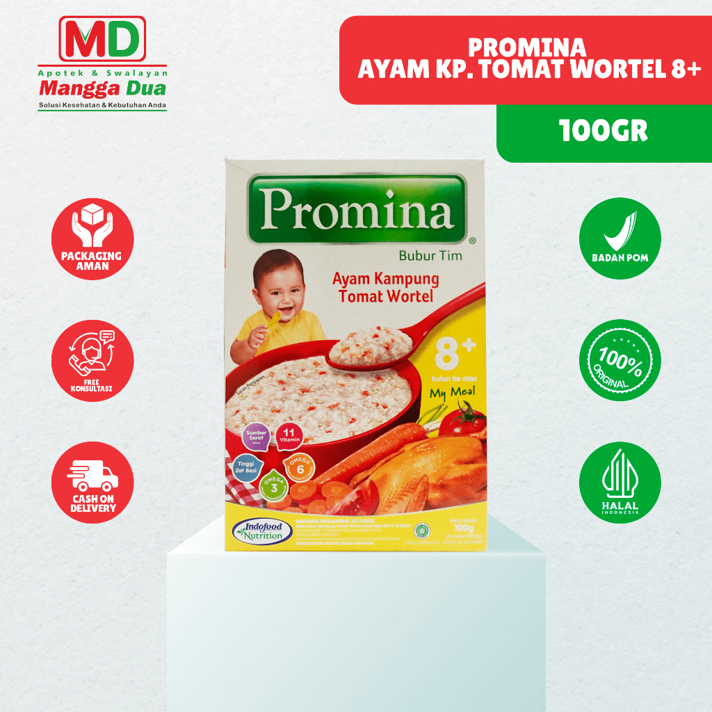 Jual Promina Bubur Tim 8+ Ayam Kampung Tomat Wortel Box | Shopee Indonesia