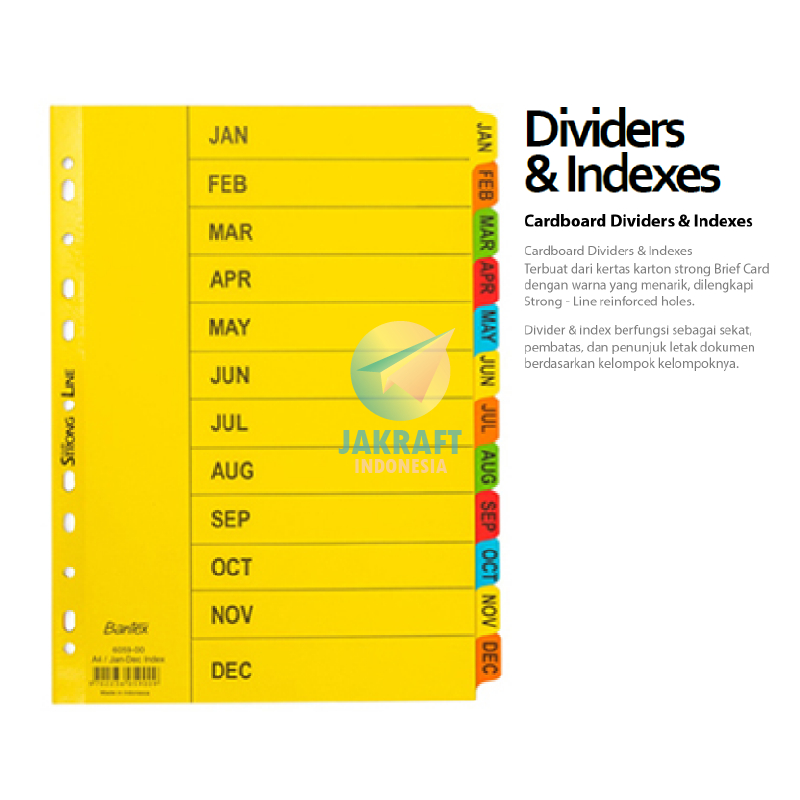 Jual (1 Set) Divider Pembatas Kertas Dokumen Binder Ordner BANTEX 6059 ...