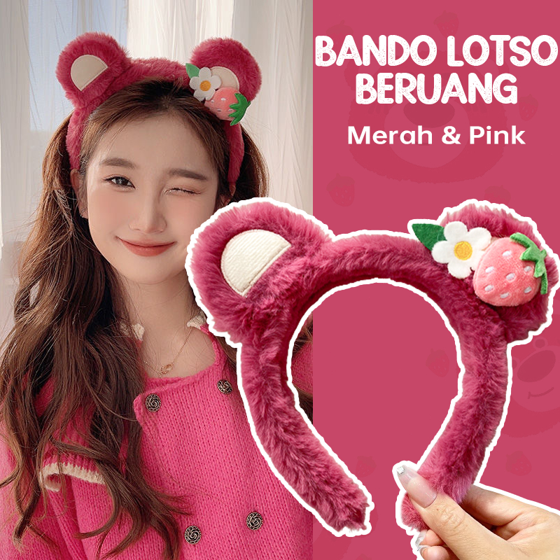 Jual COD ️Bando Lotso Karakter Telinga Beruang Lucu Korea Stroberi ...