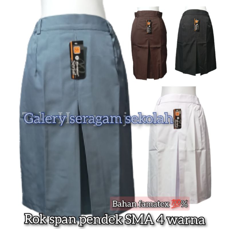Jual ROK SPAN PENDEK SMA LIPAT SATU SIZE S-L6 /ROK ABU PUTIH COKLAT ...