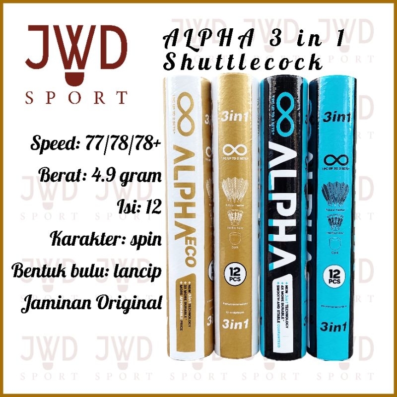 Jual Shuttlecock Alpha 3 in 1 Original Isi 12 Per Slop | Kok Badminton ...