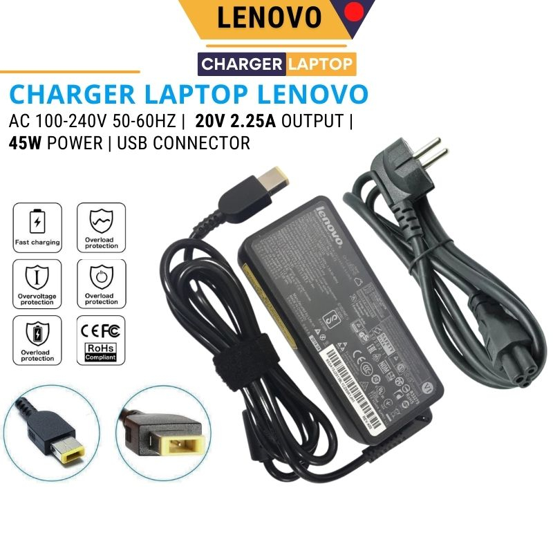 Jual Adaptor Charger Lenovo Thinkpad T440 T450 X240 X250 20V 2.25A ...