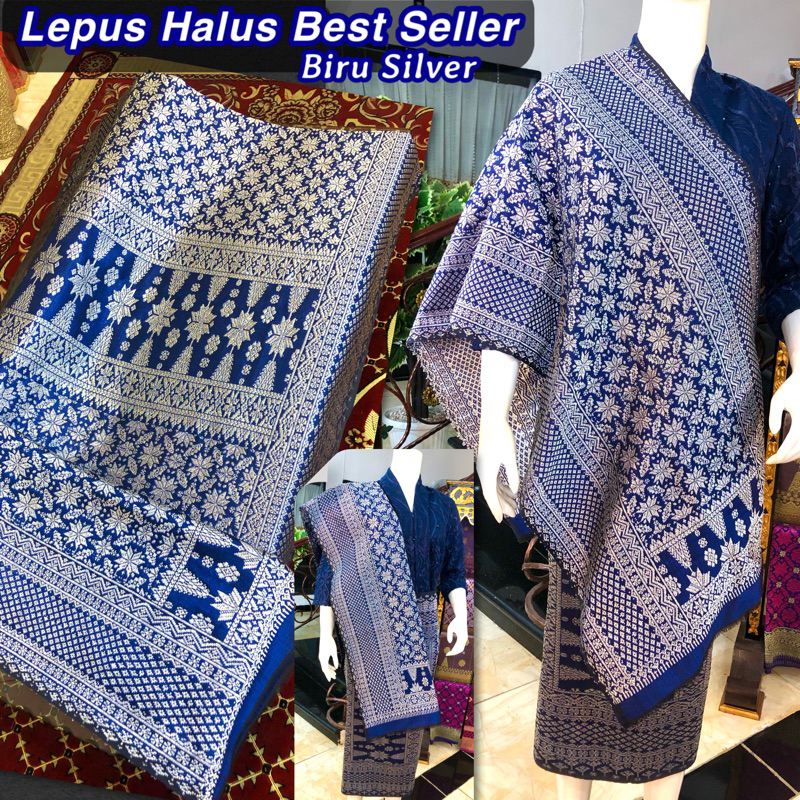 Jual Songket Lepus Halus Biru TERLARIS /Songket Tenun Palembang asli ...
