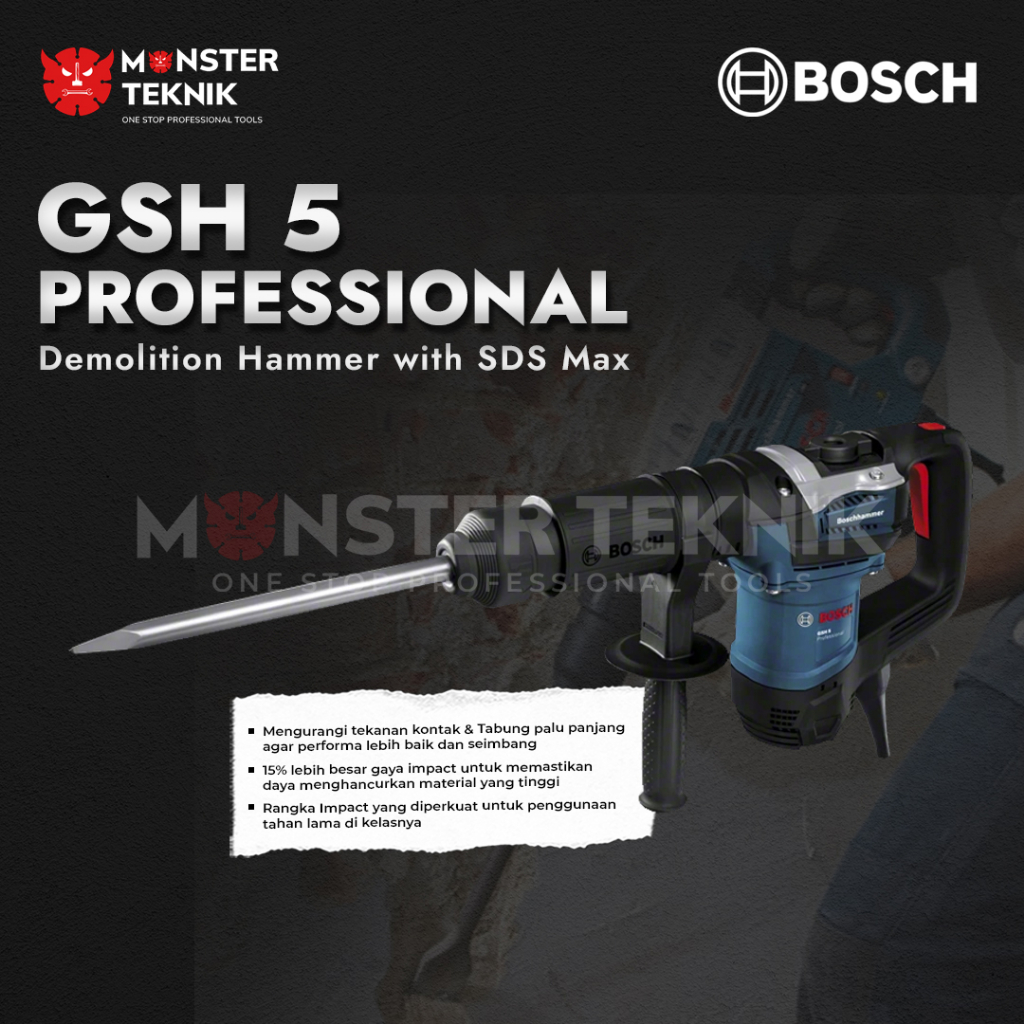 Jual Mesin Bobok Beton Bosch GSH 5 SDS Max Demolition Hammer GSH5 (0 ...
