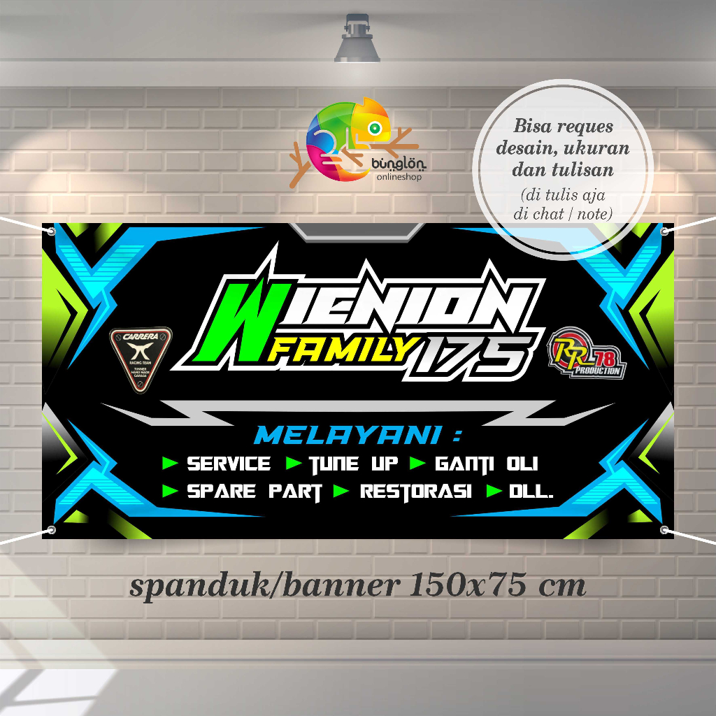 Jual Size 150x75 Spanduk Banner Bengkel Racing Keren Murah custom ...