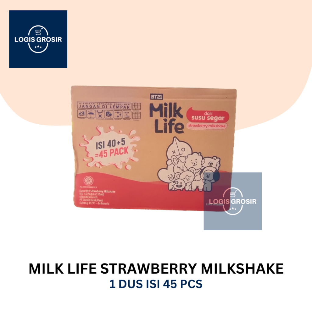 Jual Milk Life Susu UHT STRAWBERRY MILKSHAKE 115ml 115 ml Milklife Dus ...
