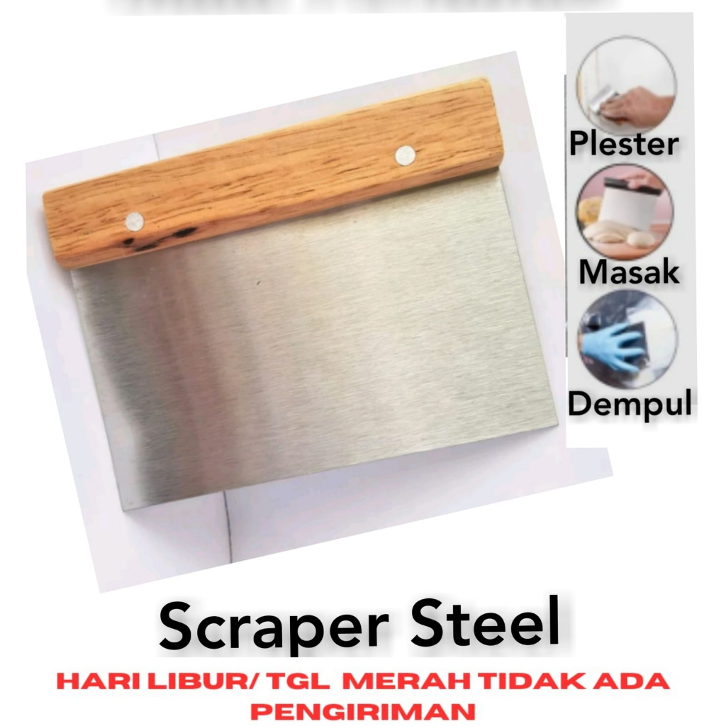 Jual Kape Gipsum Stainless Gagang Kayu 6" 8" 10" Inch Skrap Kapi Gypsum ...