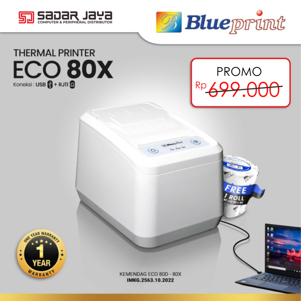 Jual Blueprint ECO 80X Printer Kasir Thermal 80 mm Struk Nota Antrian ...