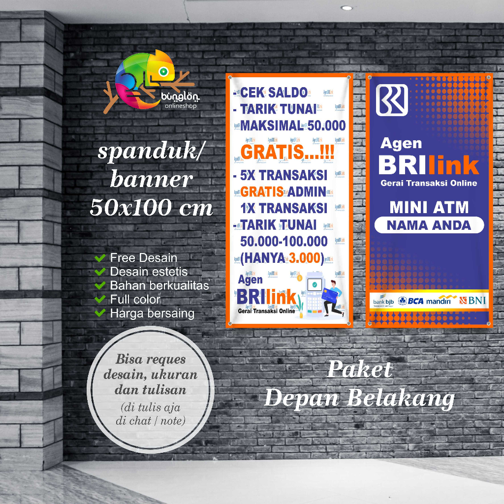 Jual Size 50x100 Plang Spanduk Banner Brilink | Shopee Indonesia