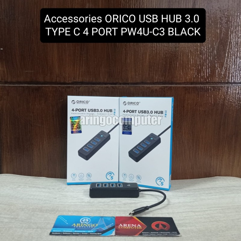 Jual Accessories ORICO USB HUB 3.0 TYPE C 4 PORT PW4U-C3 BLACK | Shopee ...