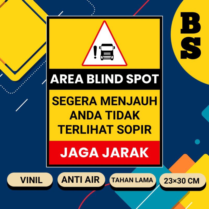 Jual Stiker BLIND SPOT stiker area blind spot stiker rambu mobil truck ...