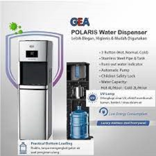 Jual GEA Dispenser Galon Bawah POLARIS UV Light UV-C 3 Kran Hot Cool ...