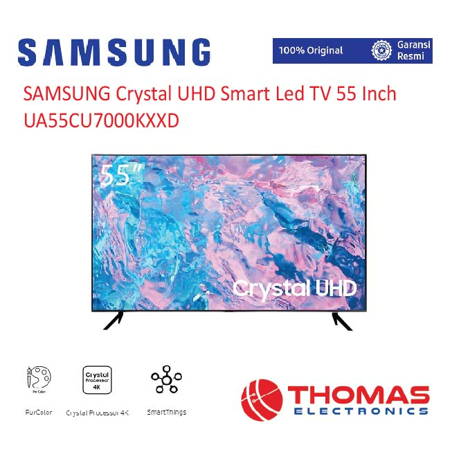 Jual SAMSUNG Crystal UHD Smart LED TV 55 Inch 55CU7000 55 CU 7000 | Shopee Indonesia