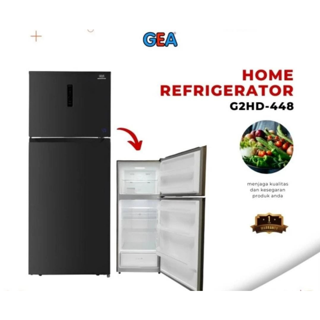 Jual Kulkas GEA 2 Pintu G2HD 448 / G2HD448 BLACK INOX No Frost 448 ...