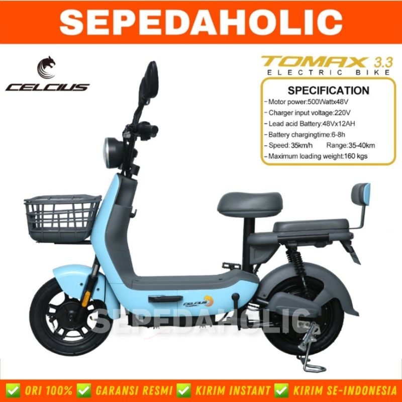 Jual Sepeda Listrik CELCIUS TOMAX 3.3 Electric Bike 500 Watt | Shopee ...