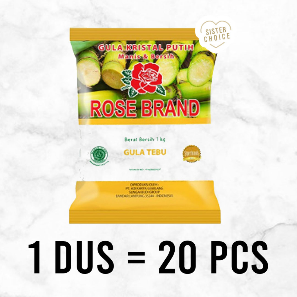 Jual Gula Pasir Rose Brand Kuning 1 dus isi 20 (@1kg) | Shopee Indonesia