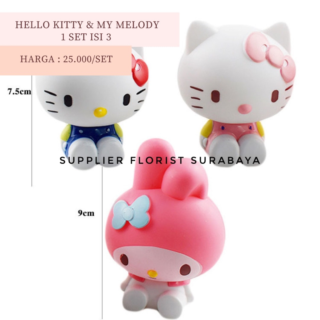Jual [1 SET ISI 3] HIASAN KUE TART HELLO KITTY MY MELODY DANIEL HELO ...