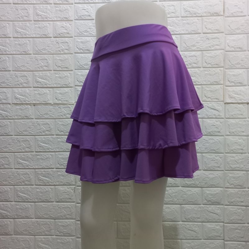 Jual Rok Dewasa Susun 3 Jersey Premium Mini Flare Skirt || Rok Senam ...