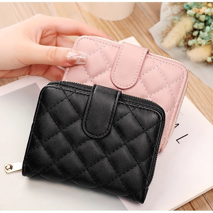 Jual Fy Dompet Lipat + Dompet Kartu Dompet Wanita Model Kotak Motif Polos | Shopee Indonesia