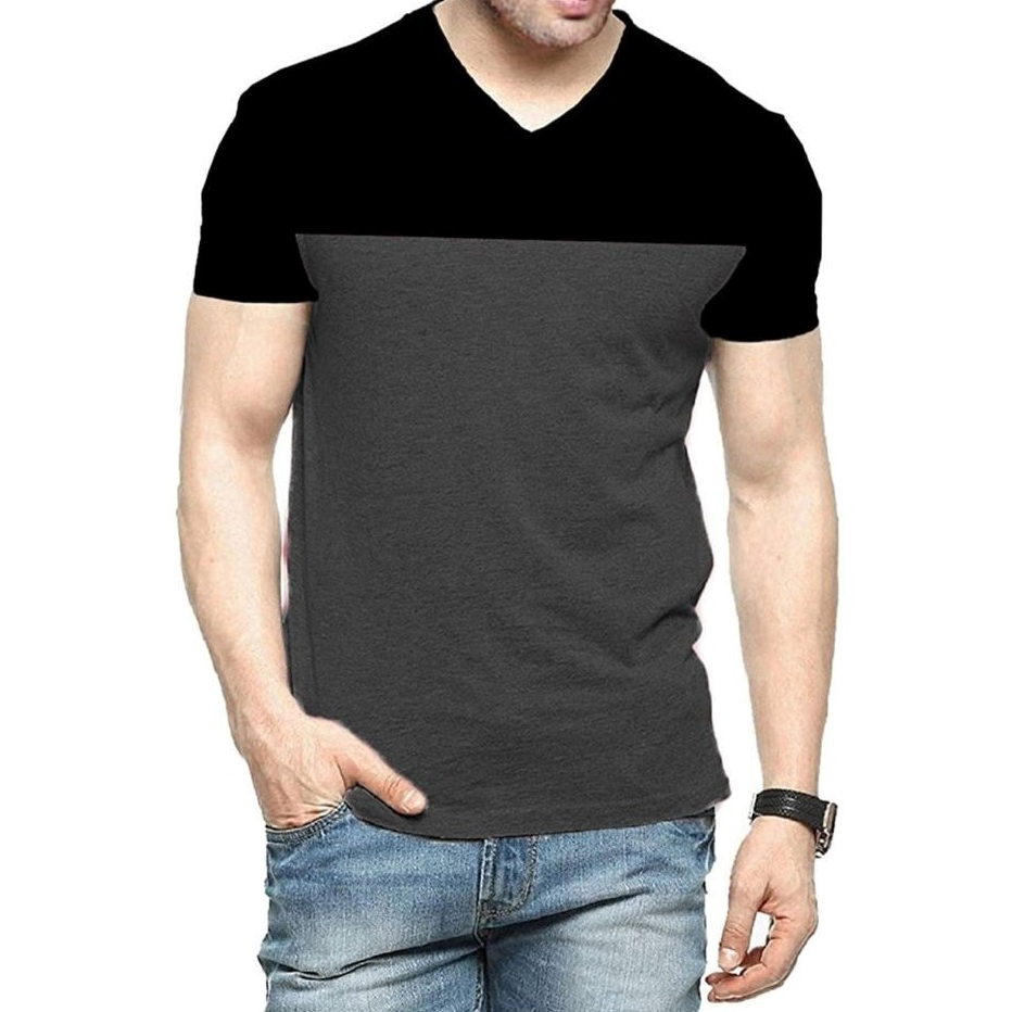 Jual Baju kaos V neck kombinasi Two tone / kaos spandek slim fit ...