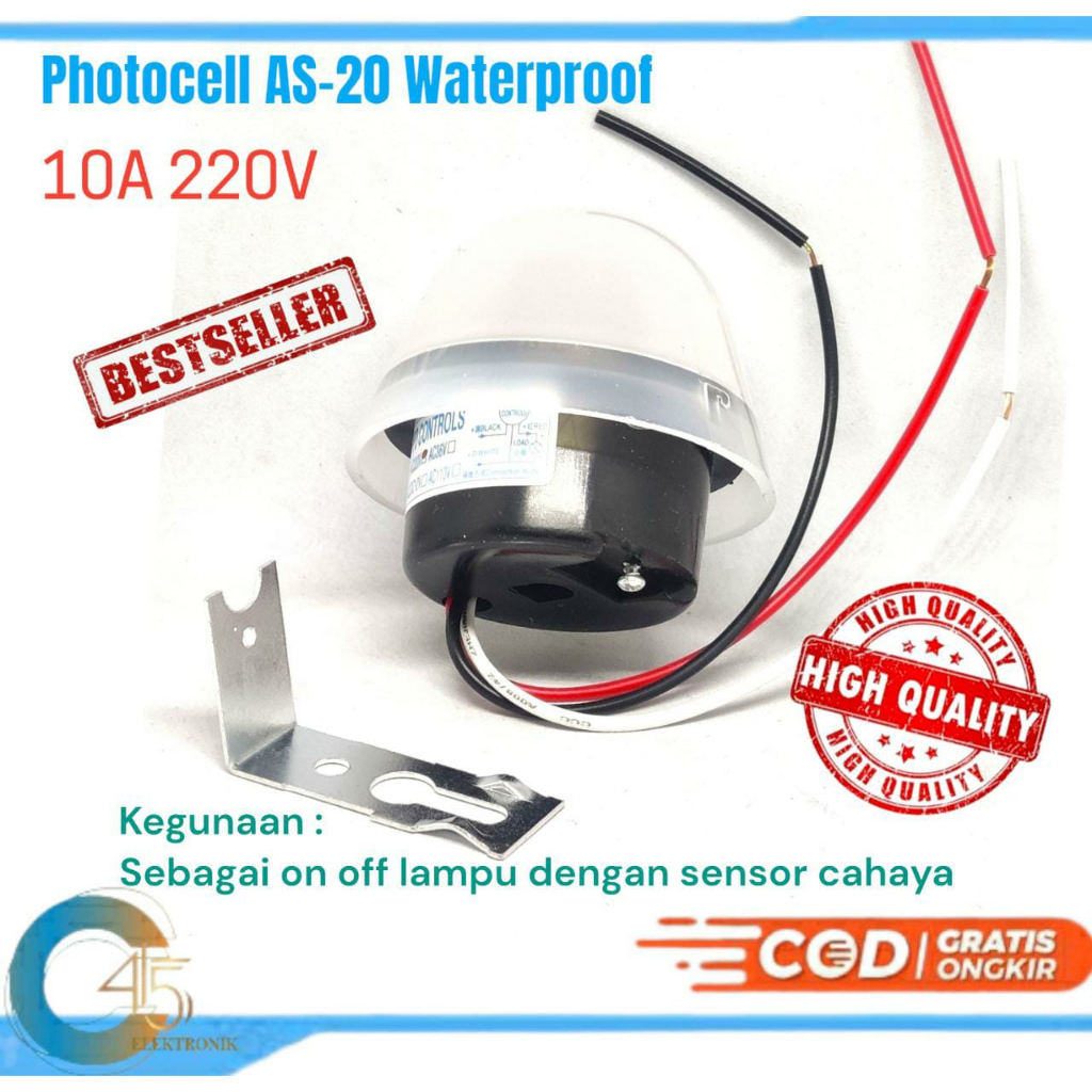 Jual Sensor Cahaya Otomatis On Off Waterproof AS-10 AC-220V | Shopee ...