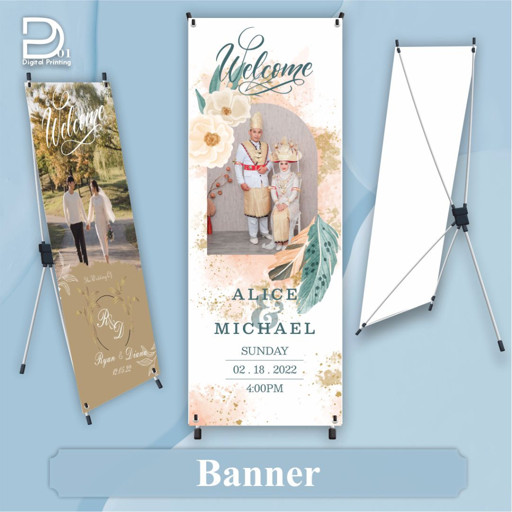 Jual BANNER WEDDING + TIANG / STAND BANNER ACARA WEDDING / PERNIKAHAN ...