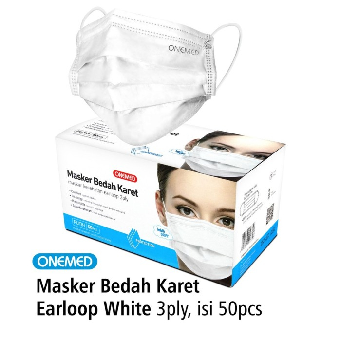 Jual Masker Medis Earloop Onemed Putih isi 50 Pcs | Shopee Indonesia