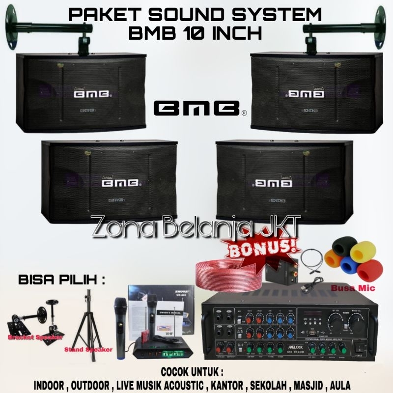 Jual PAKET SOUND SYSTEM INDOOR AULA KANTOR 4 SPEAKER BMB 10 INCH ...