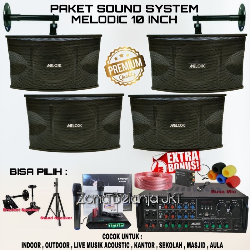 Jual PAKET SOUND SYSTEM INDOOR AULA KANTOR 4 SPEAKER MELODIC 10 INCH ...