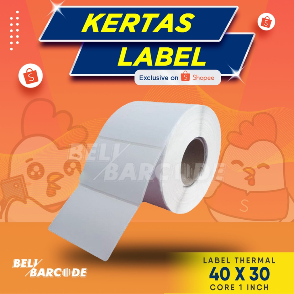Jual STIKER LABEL BARCODE THERMAL 40X30 - 40mm X 30mm 1000pcs CETAK ...