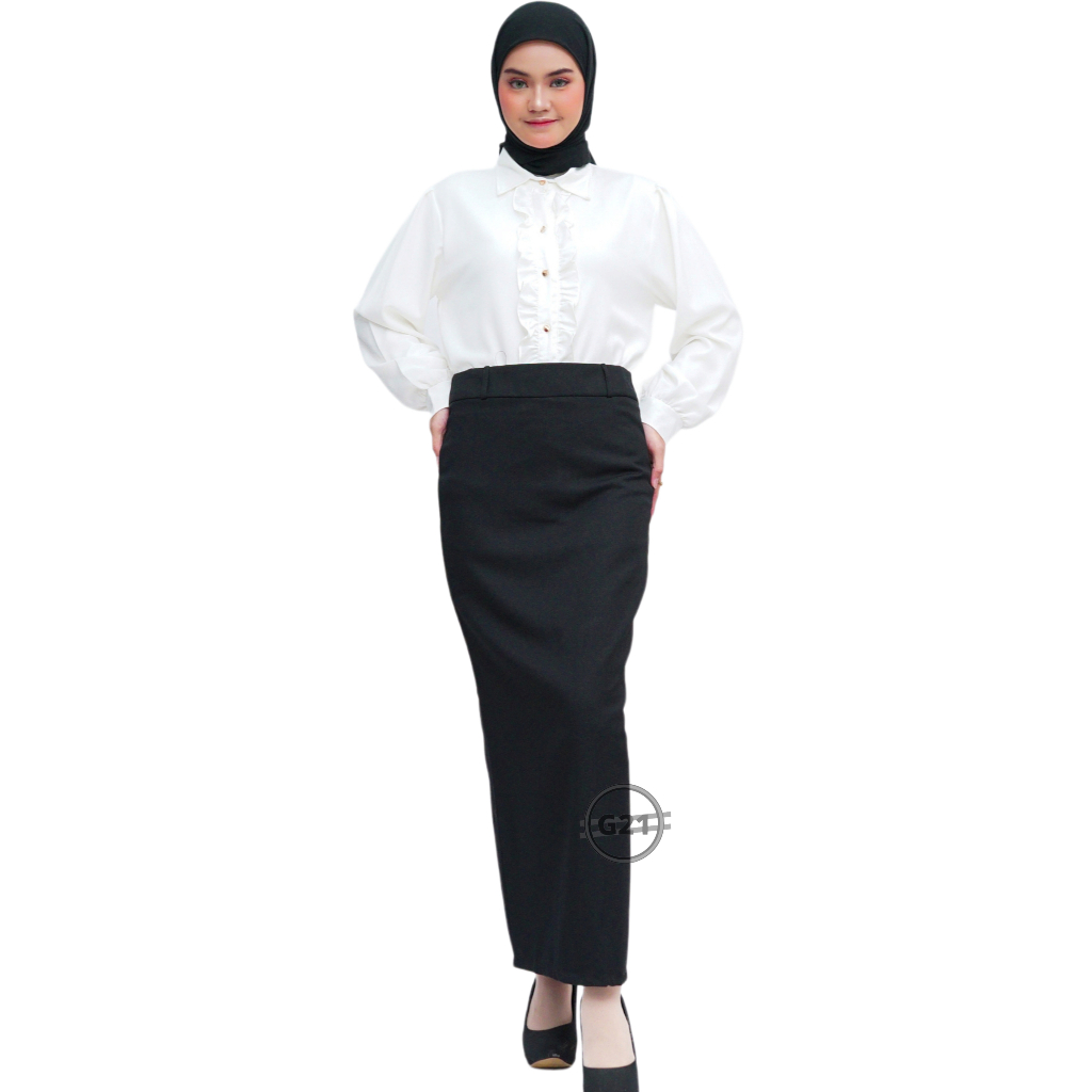 Jual Rok Span Hitam Panjang Casual Kerja Kantor Wanita Bahan Dasar ...